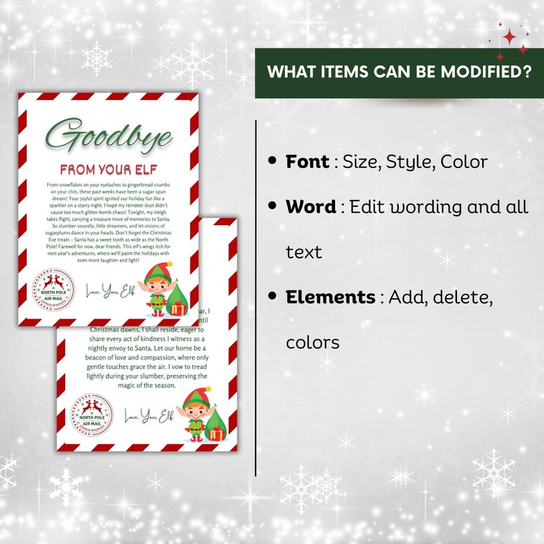 Editable Elf Letter, Elf Hello Letter Printable, Elf Goodbye Letter ...