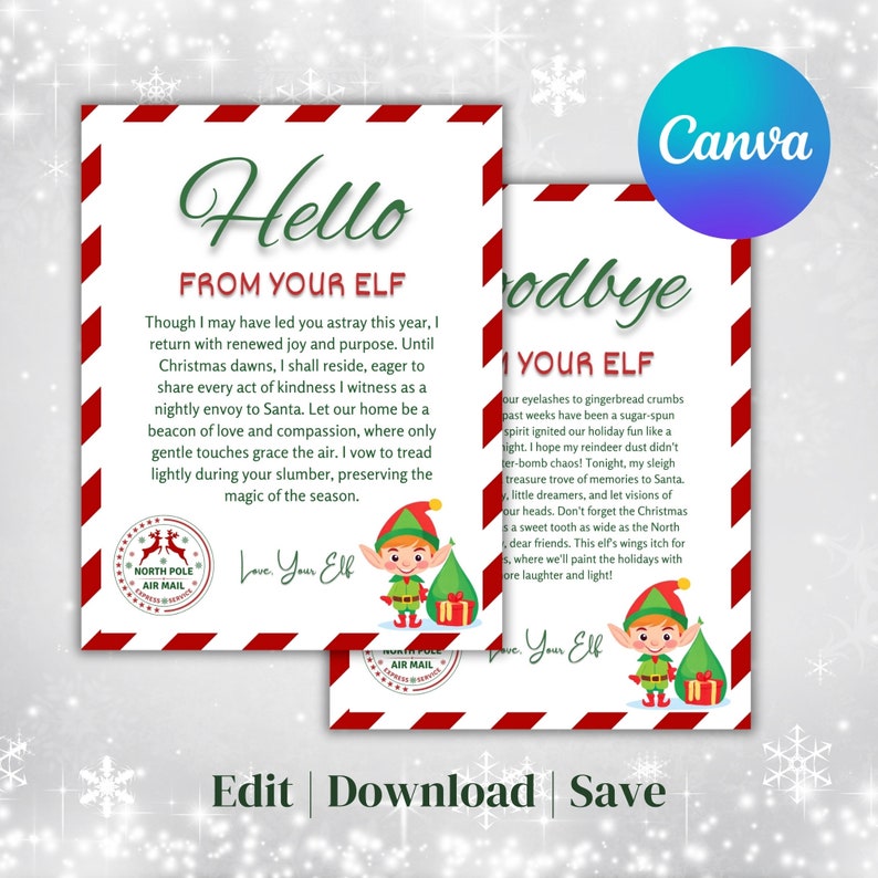 Editable Elf Letter, Elf Hello Letter Printable, Elf Goodbye Letter ...