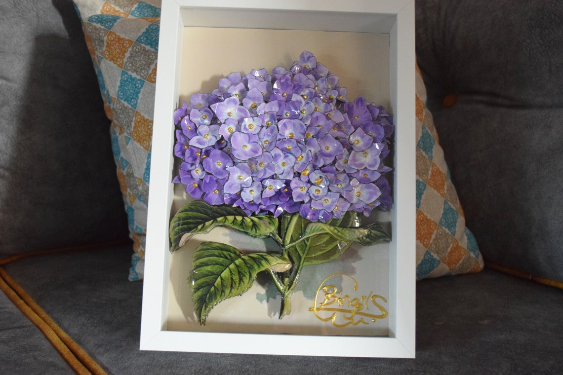 3D Paper Relief Hydrangea Flower, Handcrafted Flower - Etsy