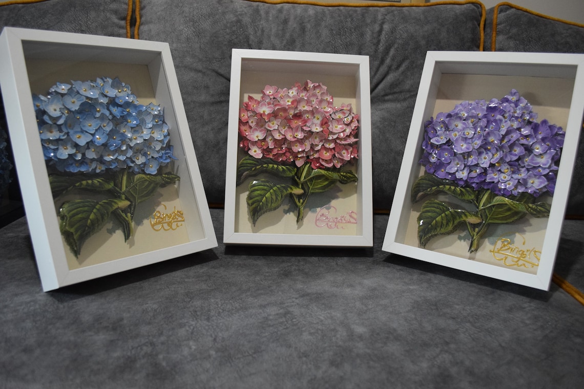 3D Paper Relief Hydrangea Flower, Handcrafted Flower - Etsy