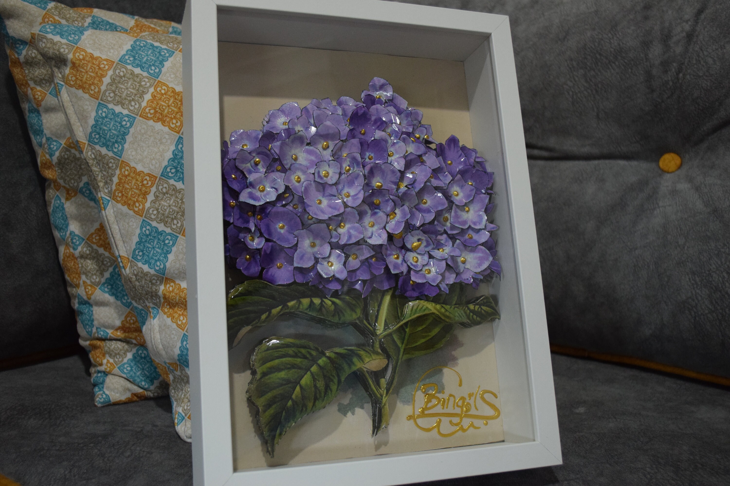 3D Paper Relief Hydrangea Flower, Handcrafted Flower - Etsy