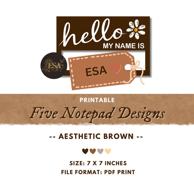 Printable Aesthetic Five Notepad Designs - Etsy