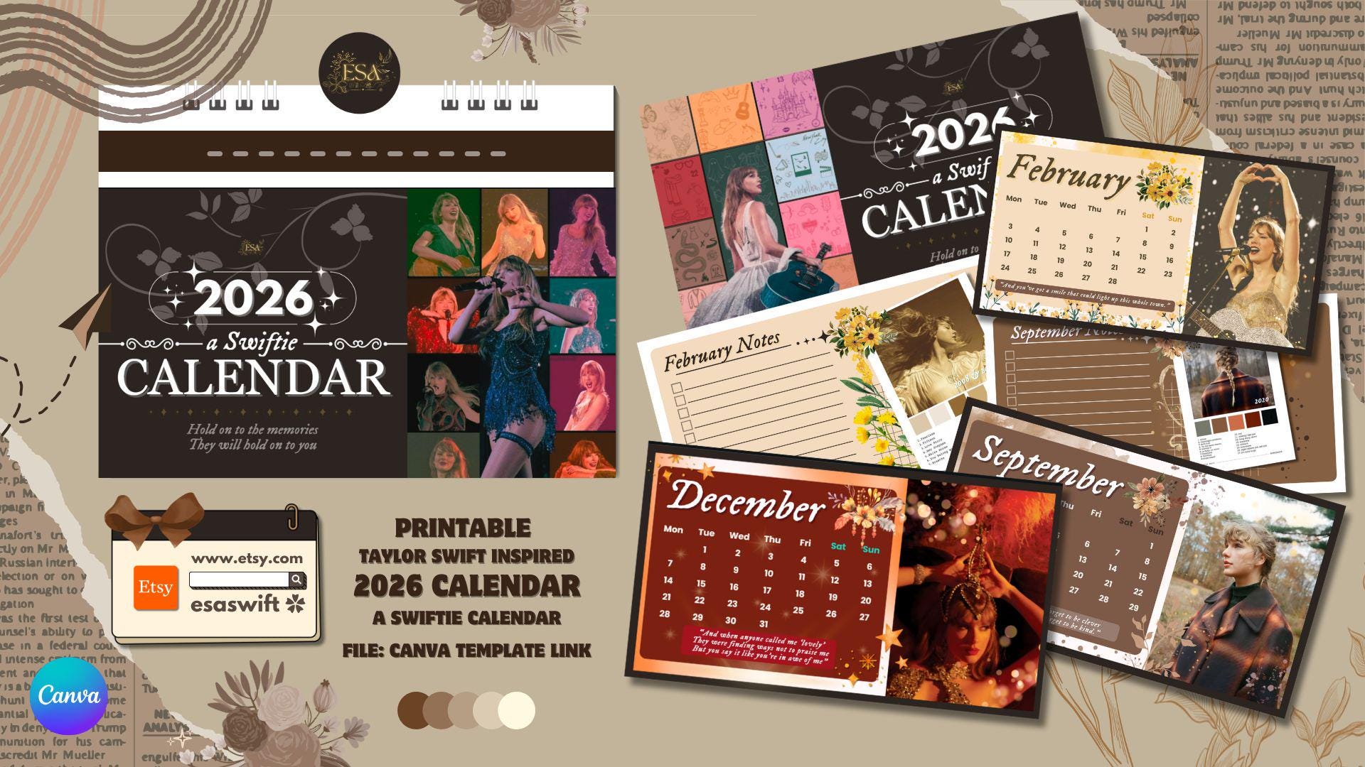 Printable 2026 SWIFTIE Calendar - Etsy