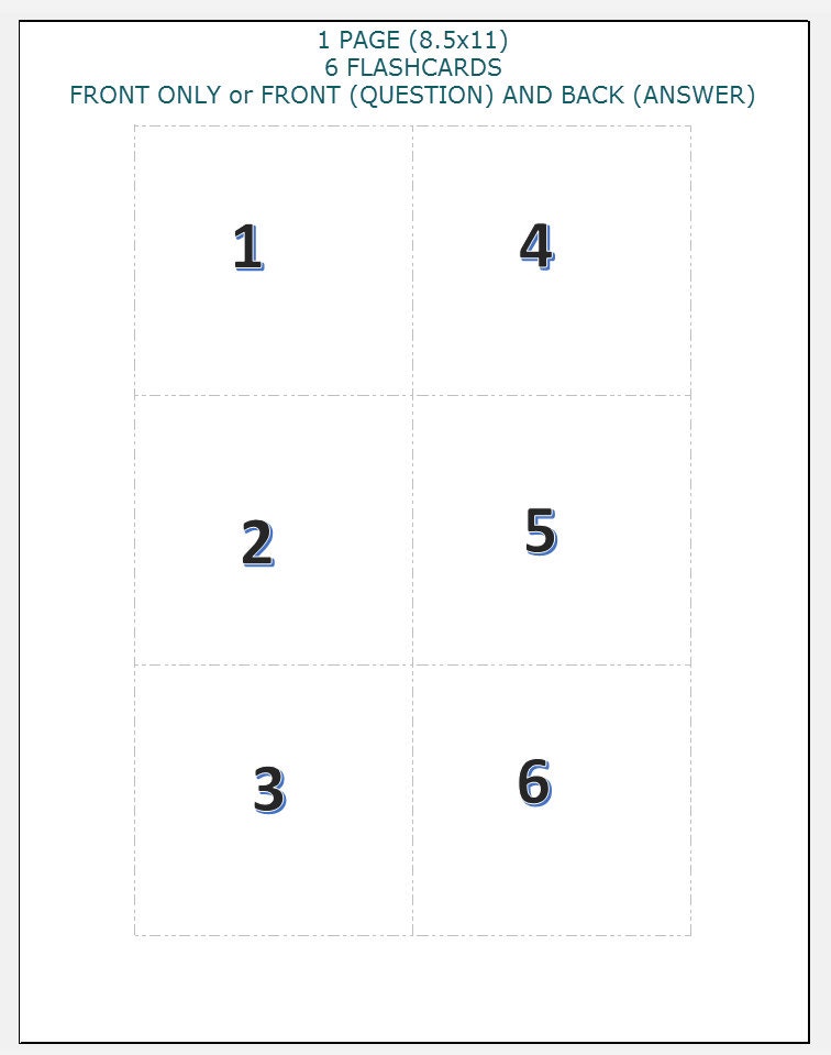 Printable and Fillable Easy 6 Flashcard Template - Etsy
