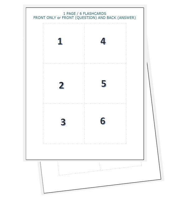 Printable and Fillable Easy 6 Flashcard Template - Etsy