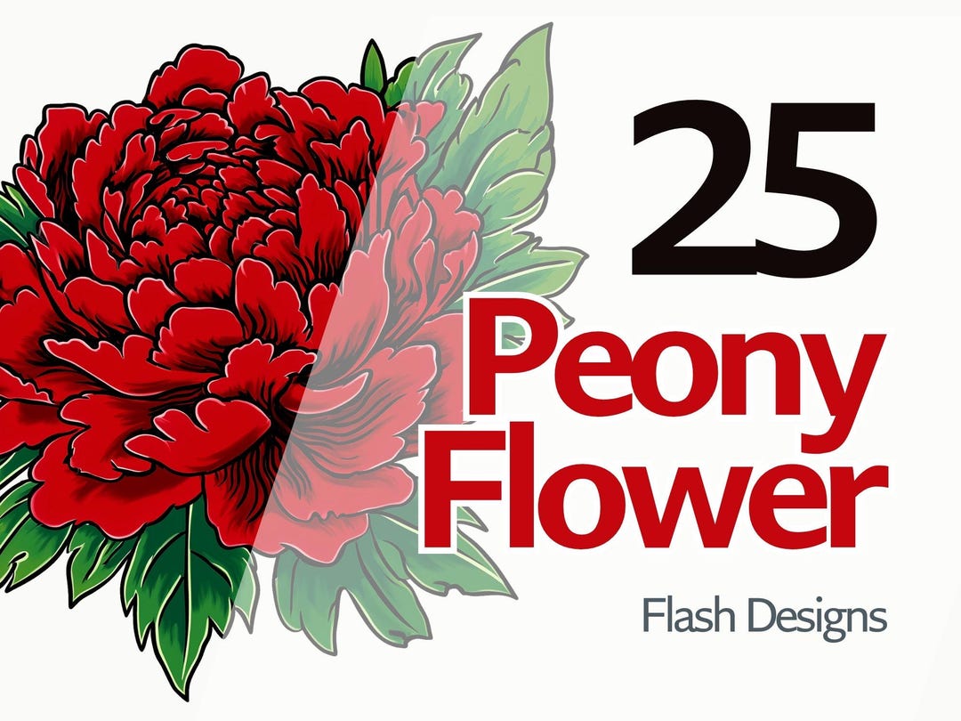 Japanese Peony Tattoo Flash Pack – 25 Traditional Irezumi Flower PNG ...