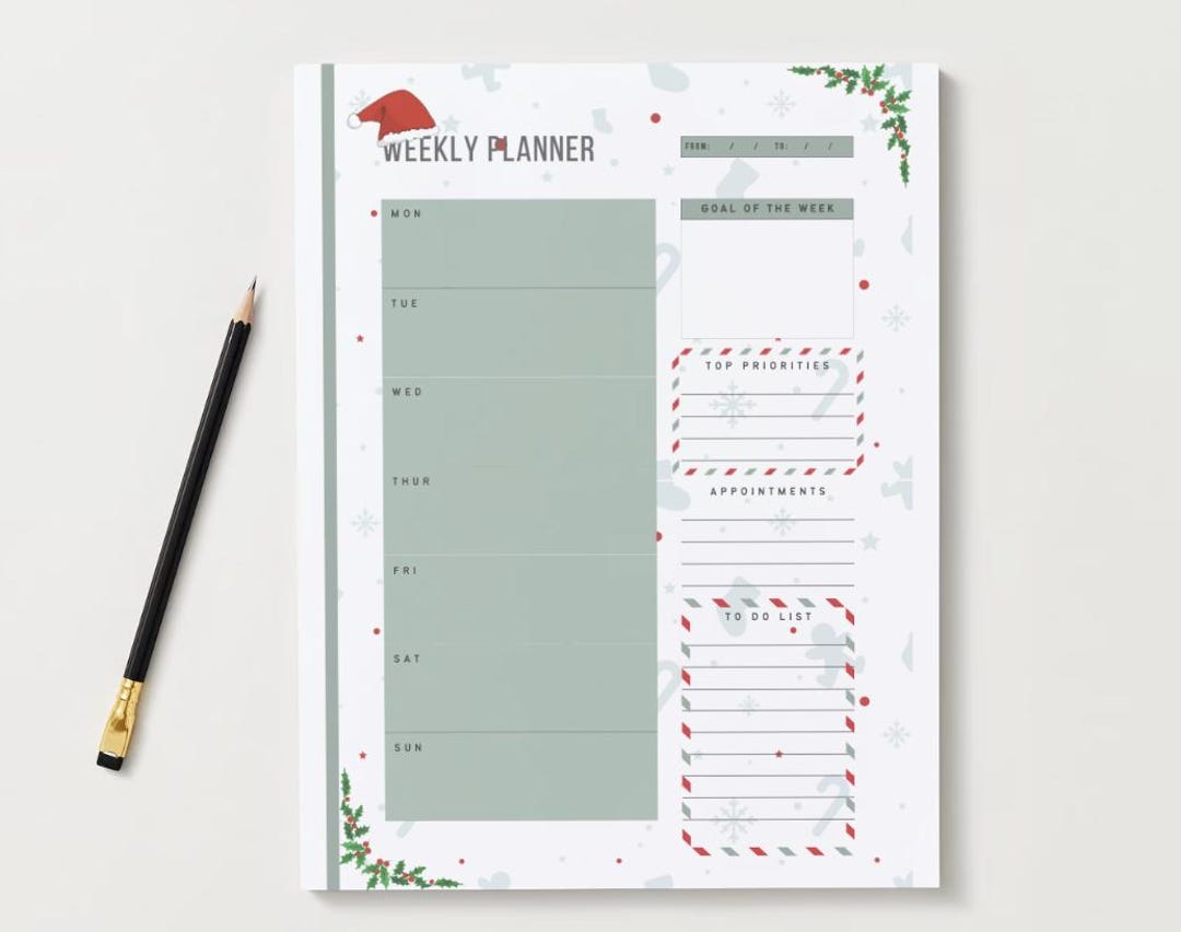 Printable Christmas December Weekly Planner - Etsy
