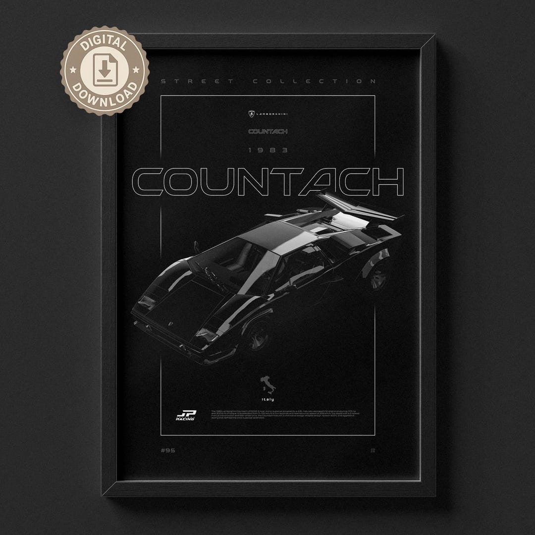 Lamborghini Countach 1983 Poster | Minimalist Car Wall Art | Printable ...