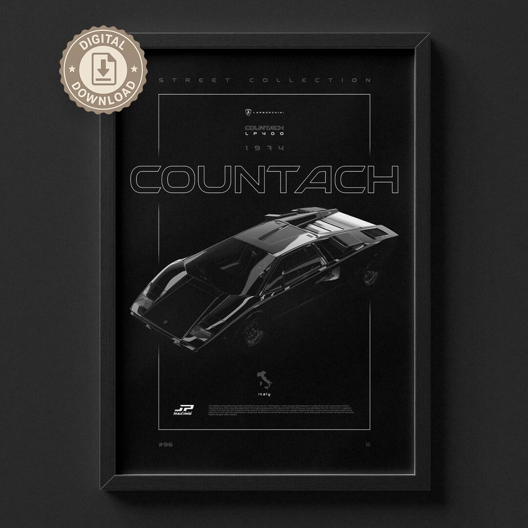 Lamborghini Countach LP400 1974 Poster | Minimalist Car Wall Art ...