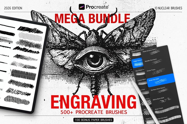 Tattoo Brushes - Procreate Linework Engraving Mega Bundle - Etsy UK