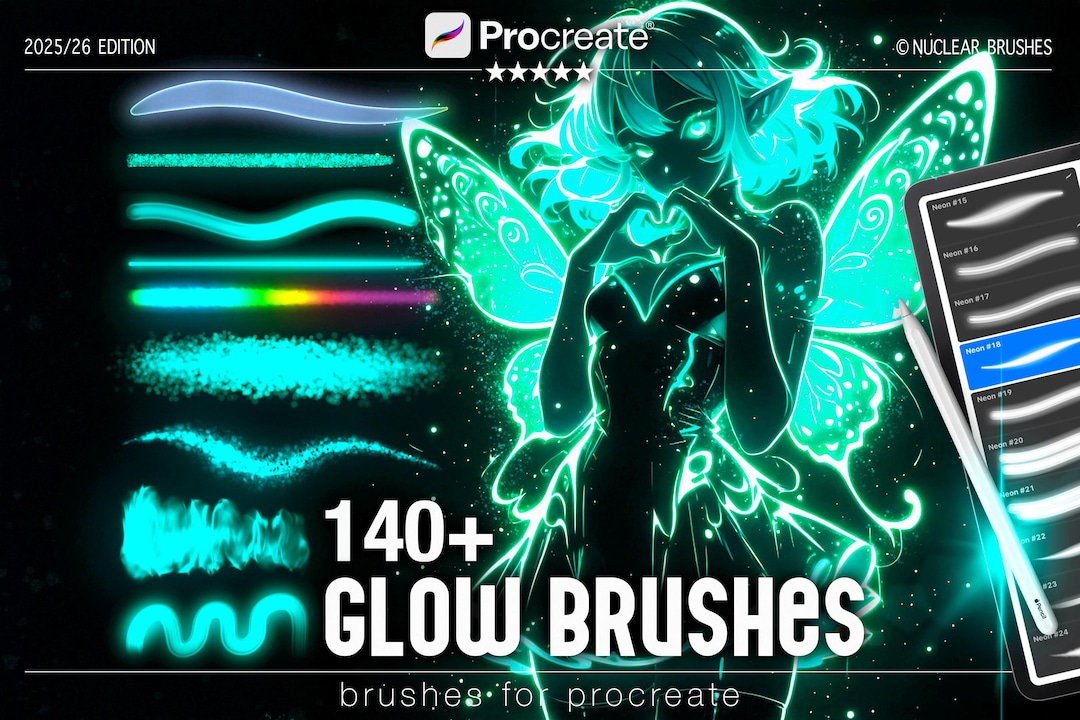 140+ Glow Brushes for Procreate | Light Brush Pack, Procreate Shine ...