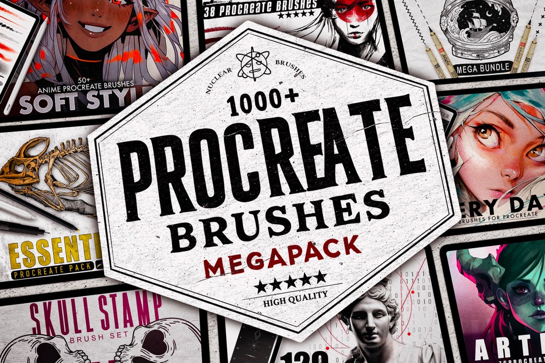 1000+ Procreate Brushes - Megapack Procreate Bundle 30 in 1, Whole ...