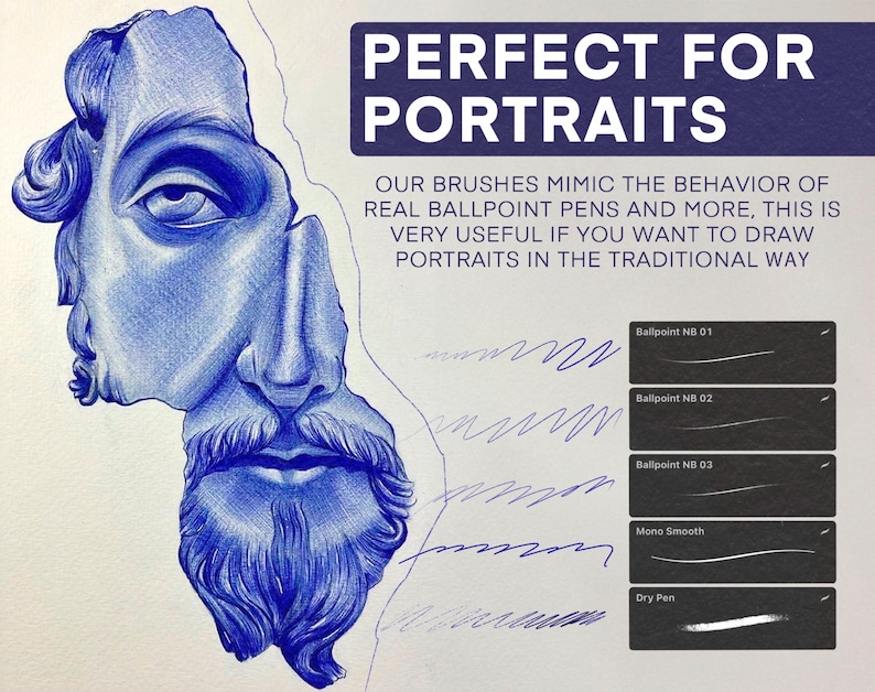 30 High-quality Ballpoint Pen Procreate Brushes With 3 Bonus - Etsy