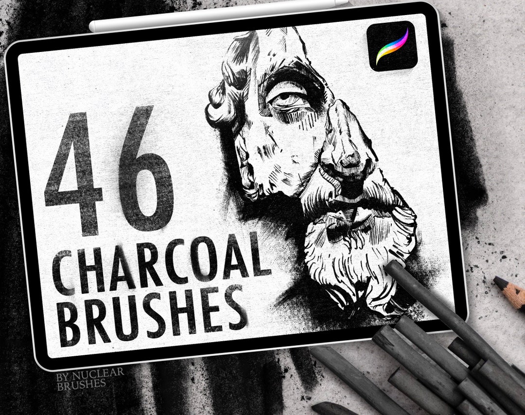 Procreate Brushes - Charcoal Brushes for Procreate + 3 Paper Texture ...