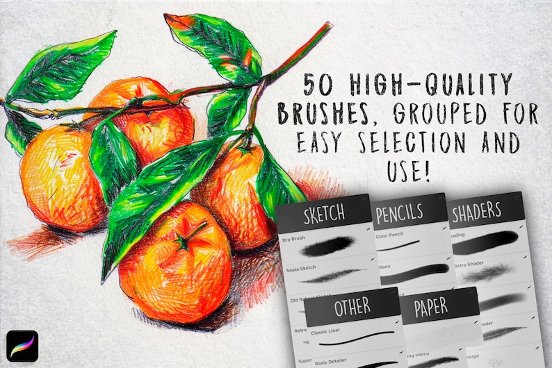 50 Retro Pencil Procreate Brushes, Procreate Sketch Brushes, Procreate ...