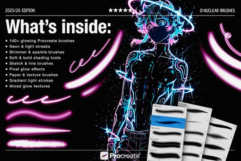 140+ Glow Brushes for Procreate | Light Brush Pack, Procreate Shine ...