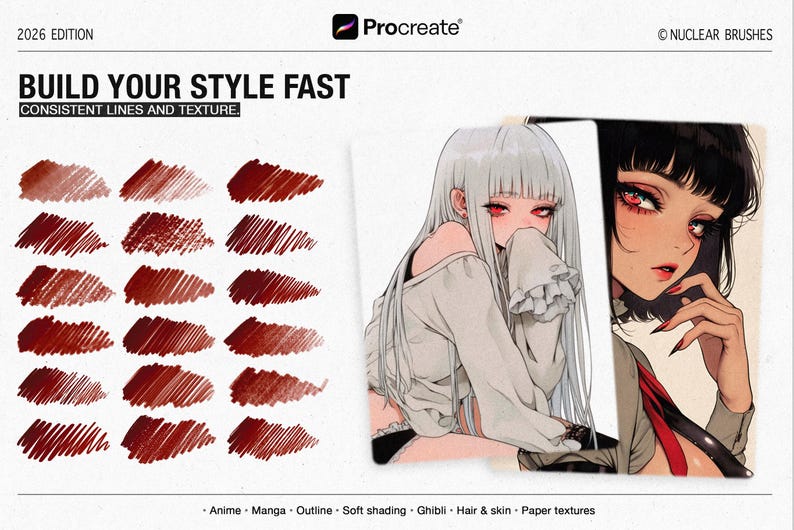 Procreate Brushes Anime Mega Bundle (2026) | 1000+ Anime Manga Lineart ...
