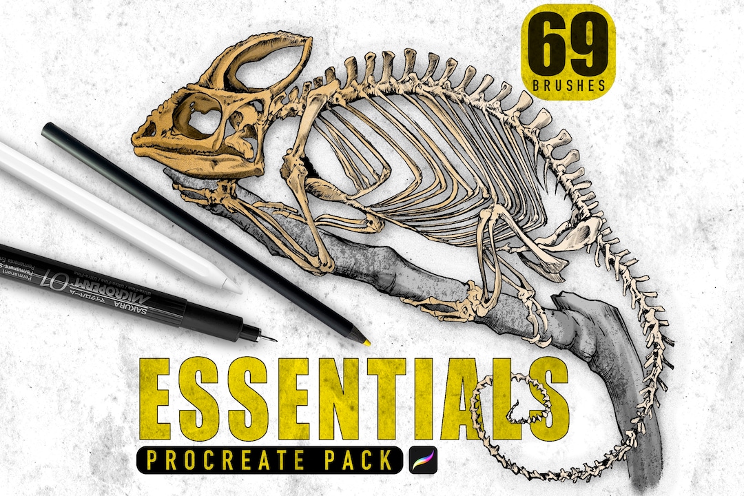 69 Essential Procreate Brushes, Procreate Basic Brush Set, Procreate Sketch, Pen Brushes for ...