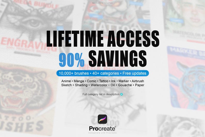 10000+ Procreate Brushes Mega Bundle (2026) | Tattoo, Illustration ...