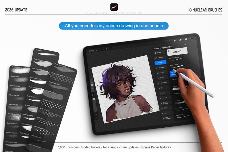 Anime Procreate Brushes 7000+ Mega Bundle (2026 Updated) | Manga, Comic ...