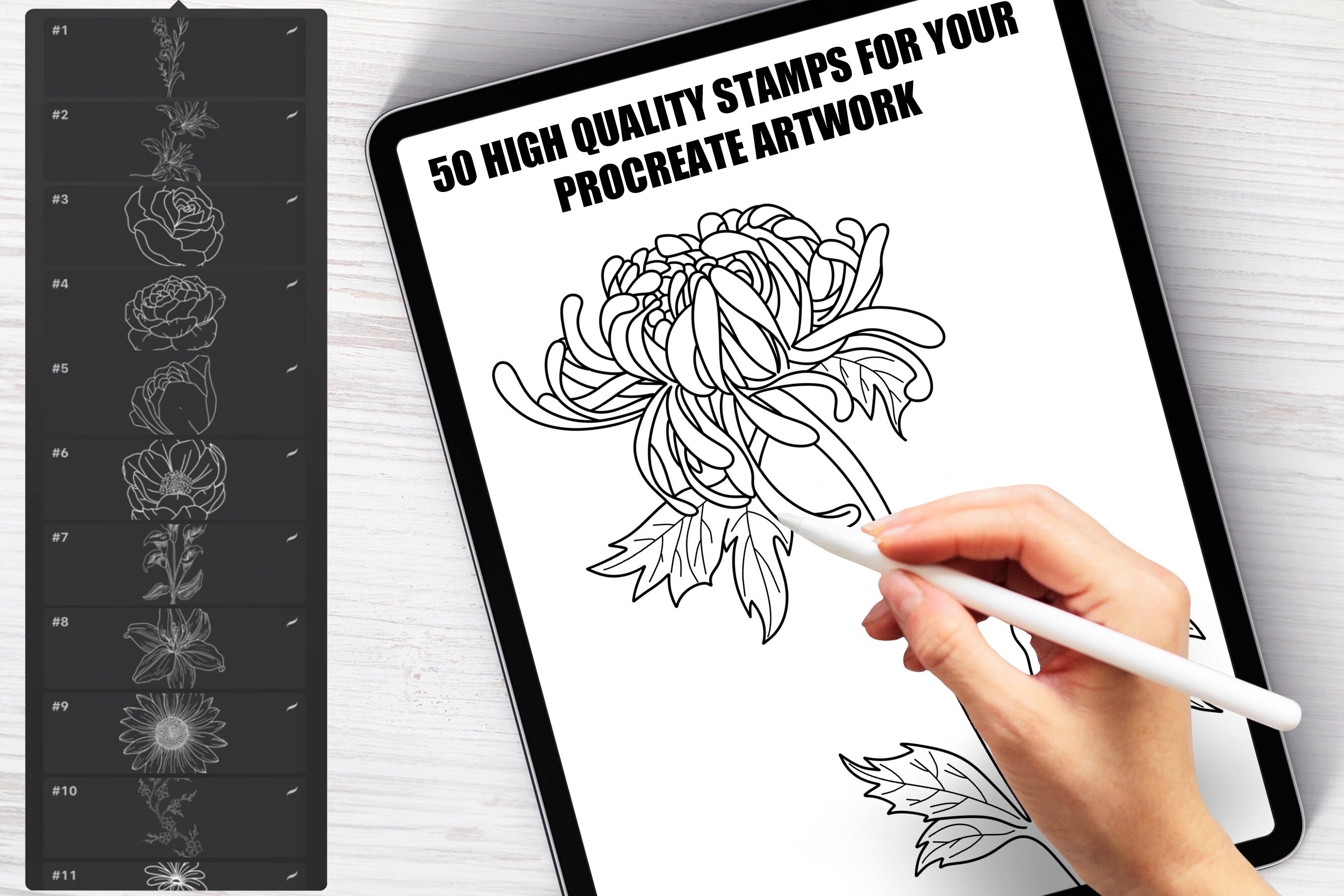 Flower Stamp Brushes for Procreate, Floral Stamps, Flower Stamps ...