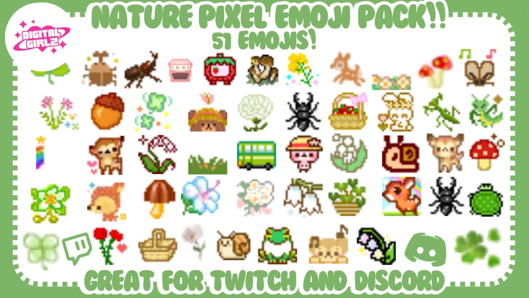 Nature Pixel Emotes | 47 Twitch & Discord Emoji Pack (digital Download ...