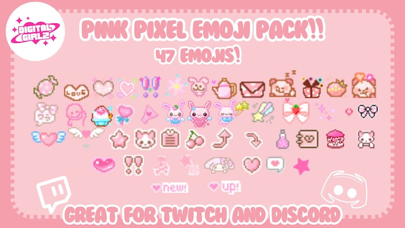 Pink Pixel Emotes || Animated Pixelated Pink Emotes for Discord and ...