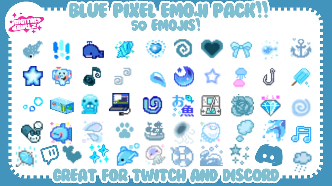 Blue Pixel Emotes || Animated Pixelated Blue Emotes for Discord and ...