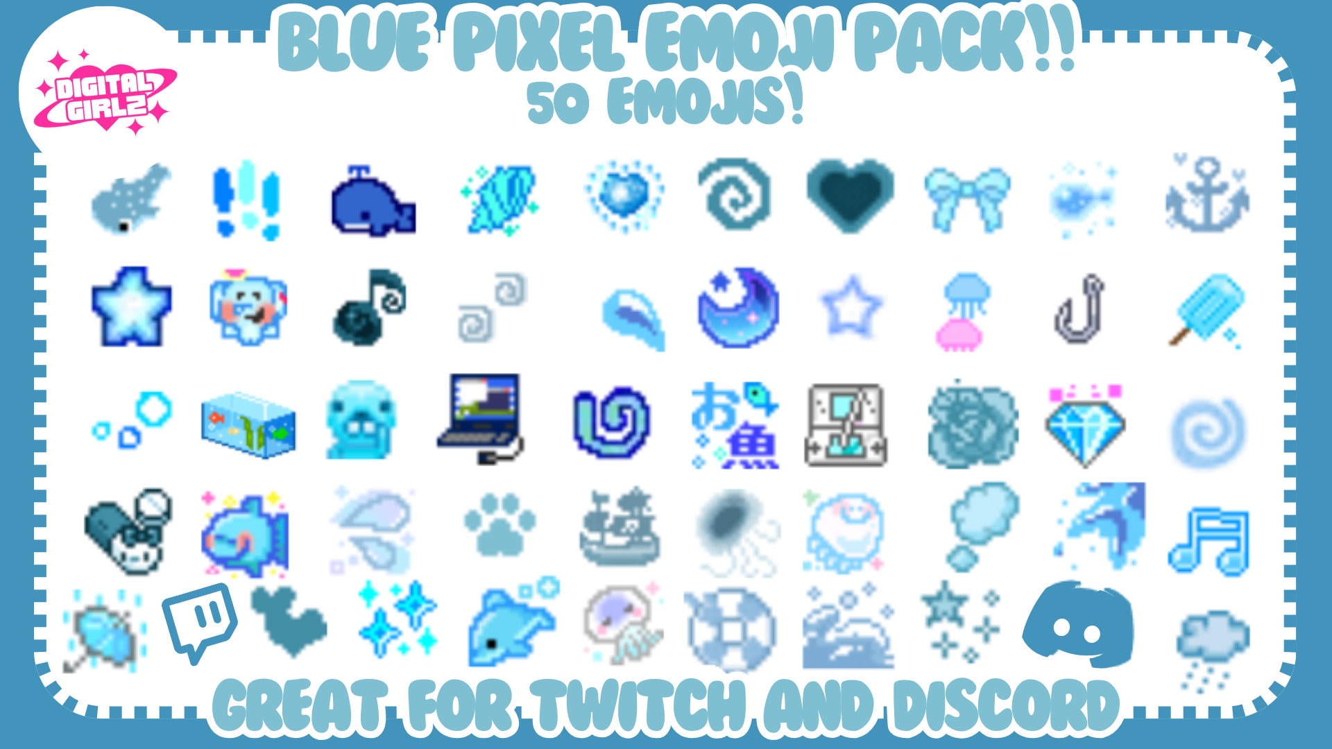 Blue Pixel Emotes || Animated Pixelated Blue Emotes for Discord and ...