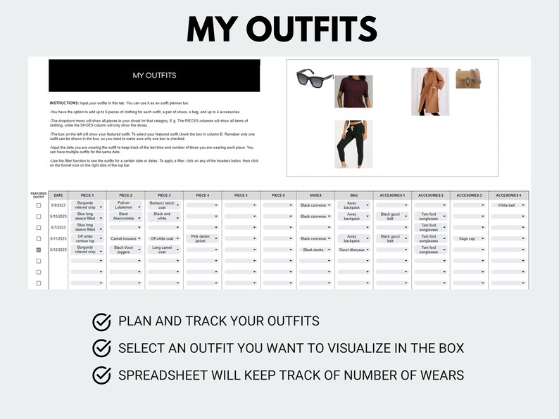 Cost per Wear Tracker | Outfit Planner | Closet Tracker | Closet ...