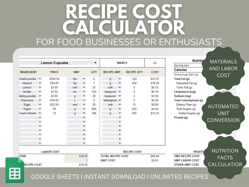 Recipe Cost Calculator and Recipe Nutrition Calculator | Recipe Cost ...