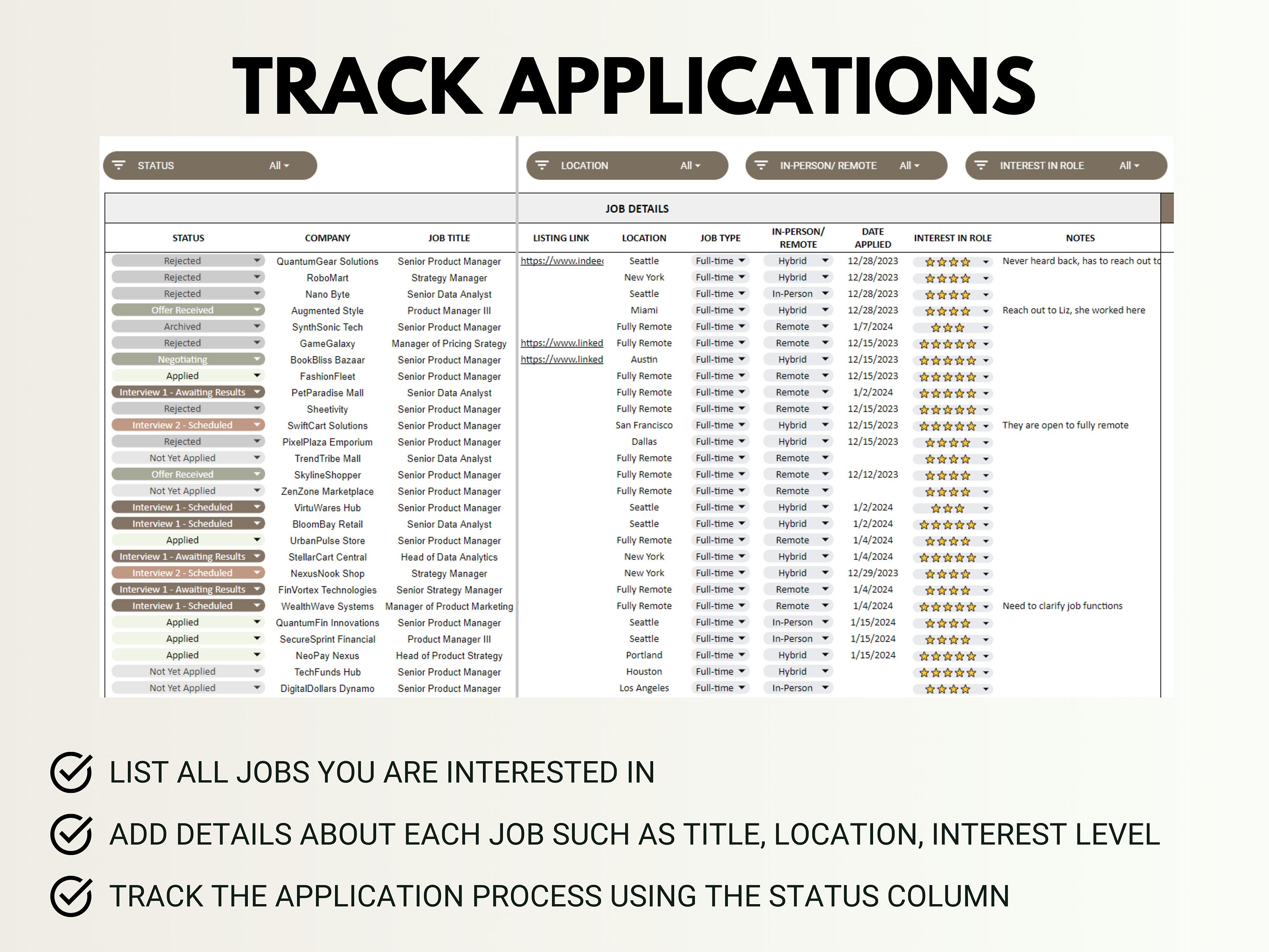 Job Application Tracker | Job Search Template | Job Search Tracker ...