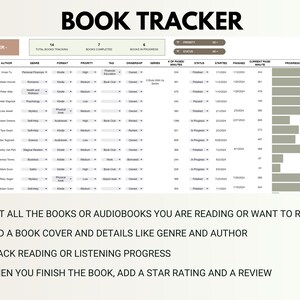 Reading Tracker Spreadsheet | Book Tracker Google Sheets Spreadsheet ...