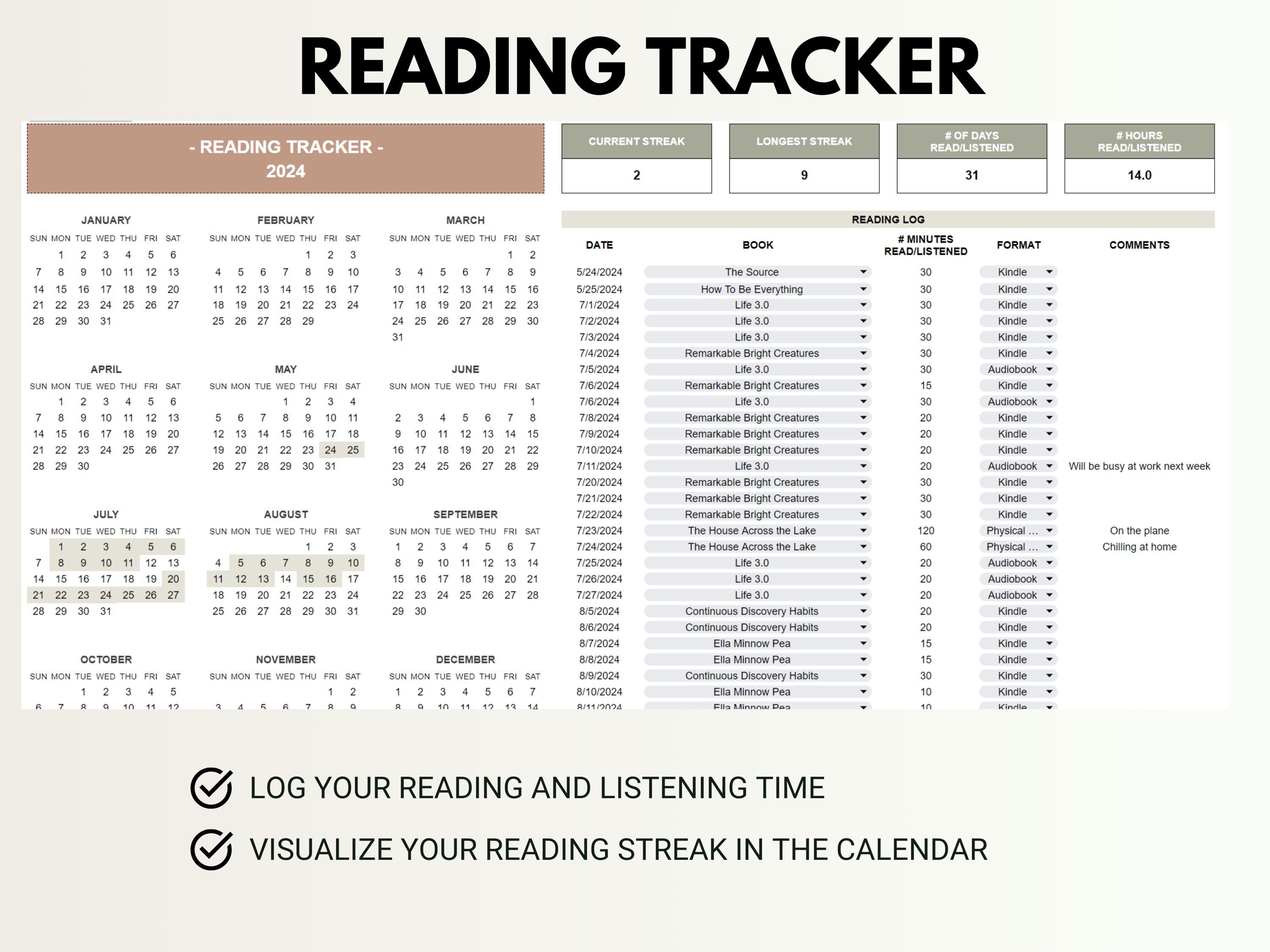 Reading Tracker Spreadsheet | Book Tracker Google Sheets Spreadsheet ...