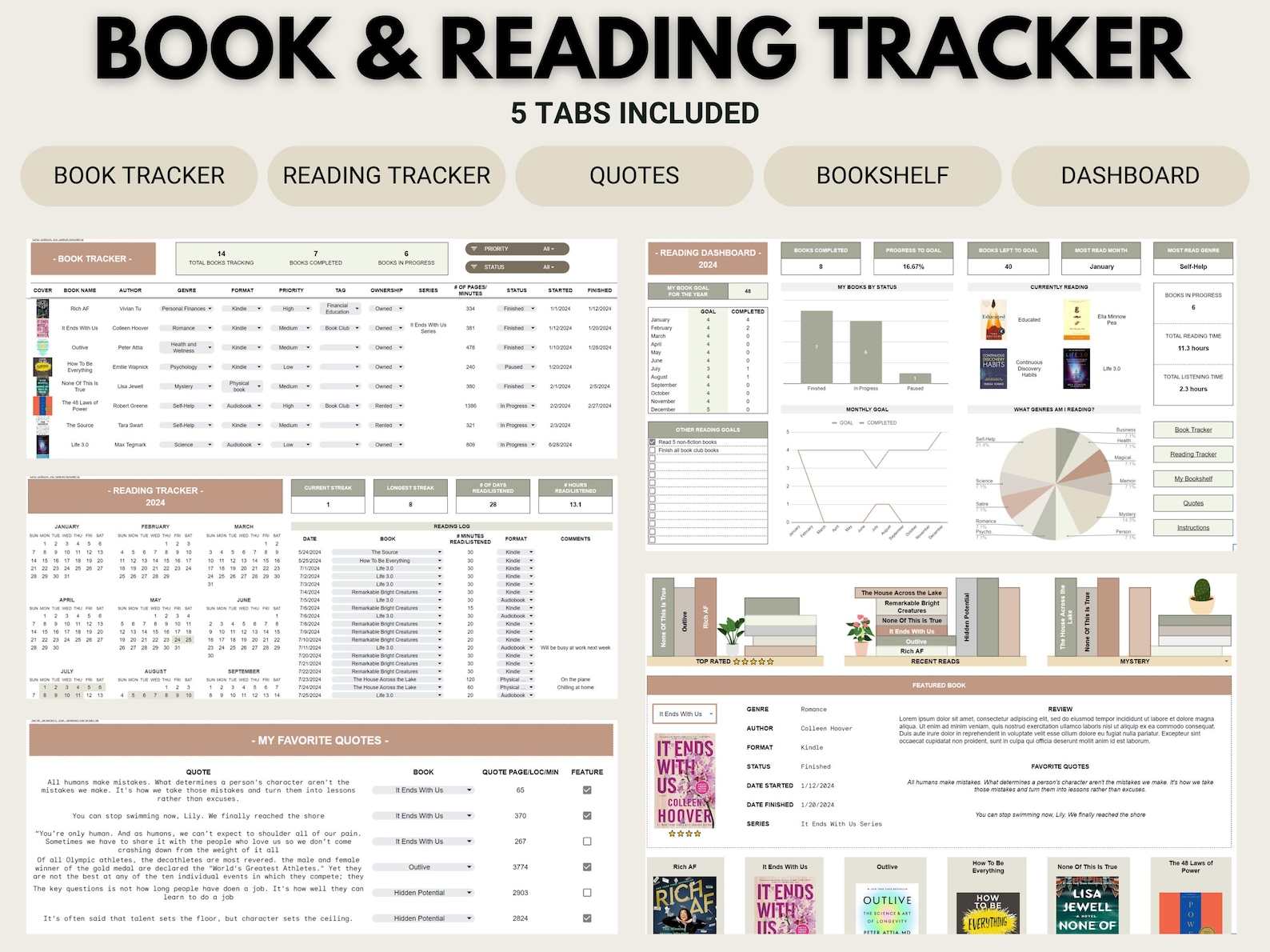 Reading Tracker Spreadsheet | Book Tracker Google Sheets Spreadsheet ...