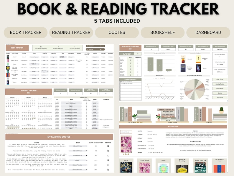 Reading Tracker Spreadsheet | Book Tracker Google Sheets Spreadsheet ...