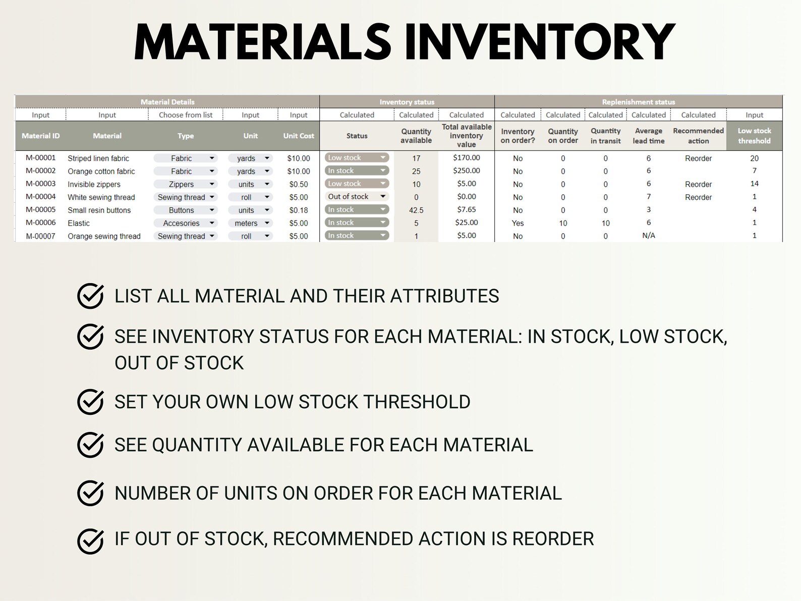 Inventory Tracker Spreadsheet | Inventory and Sales Tracker for ...