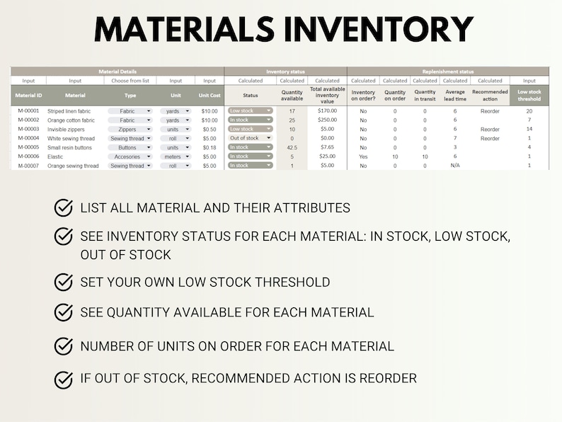 Inventory Tracker Spreadsheet | Inventory and Sales Tracker for ...