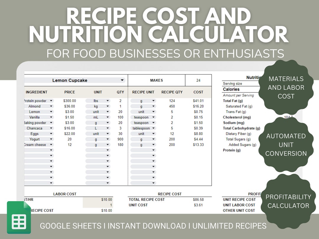 Recipe Cost Calculator and Recipe Nutrition Calculator Recipe Cost ...