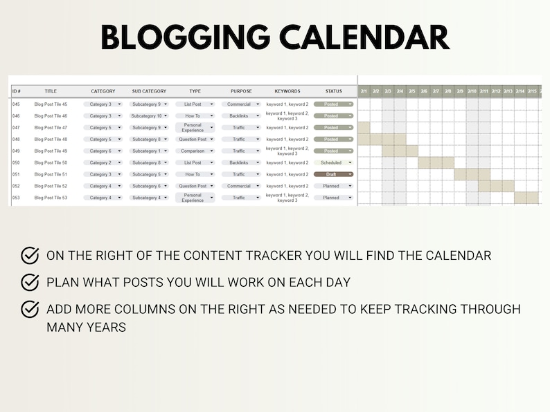 Blog Post Planner Google Sheets Spreadsheet | Blog Content Calendar ...