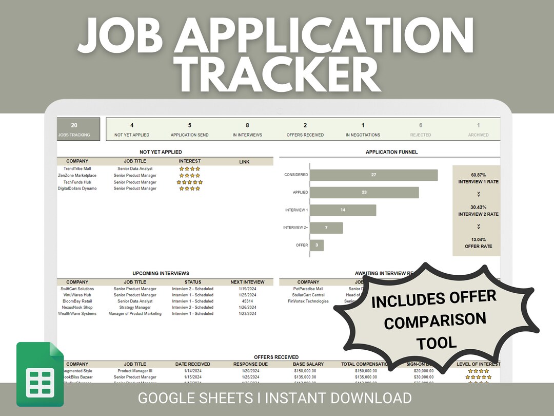 Job Application Tracker | Job Search Template | Job Search Tracker ...