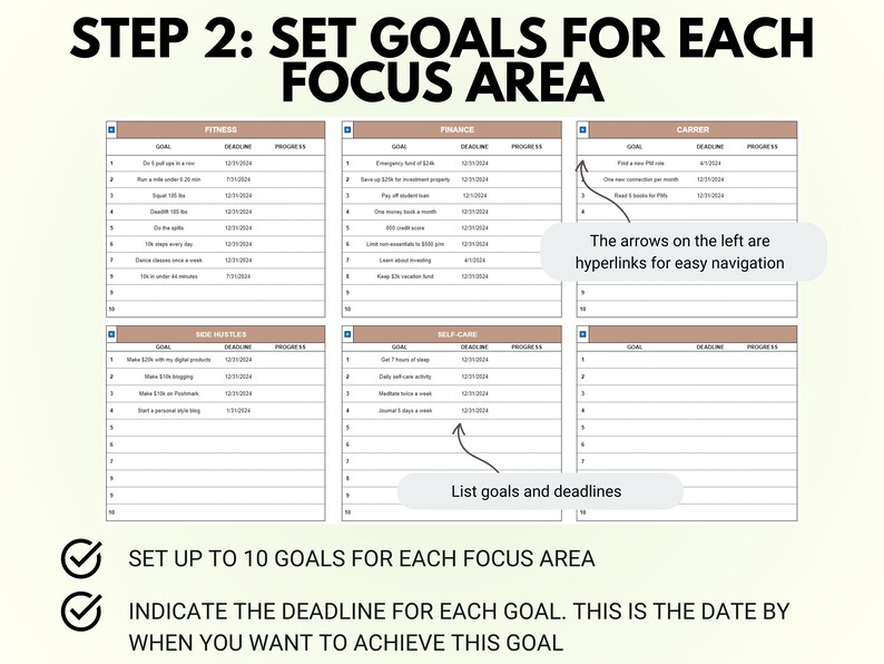 Goal Planning Google Sheets Resolutions Tracker Goal Tracker ...