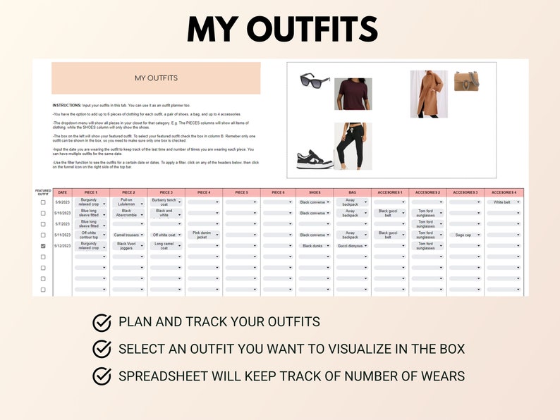 Cost per Wear Tracker | Outfit Planner | Closet Tracker | Closet ...