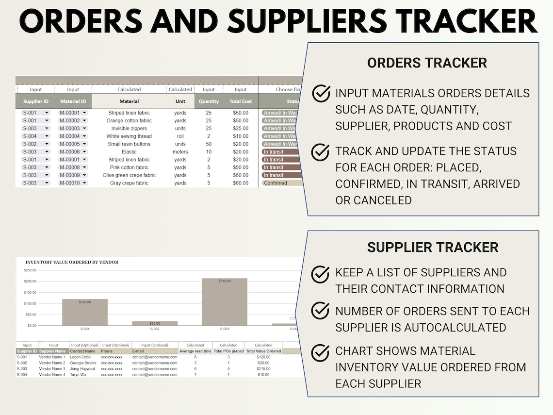 Inventory Tracker Spreadsheet | Inventory and Sales Tracker for ...