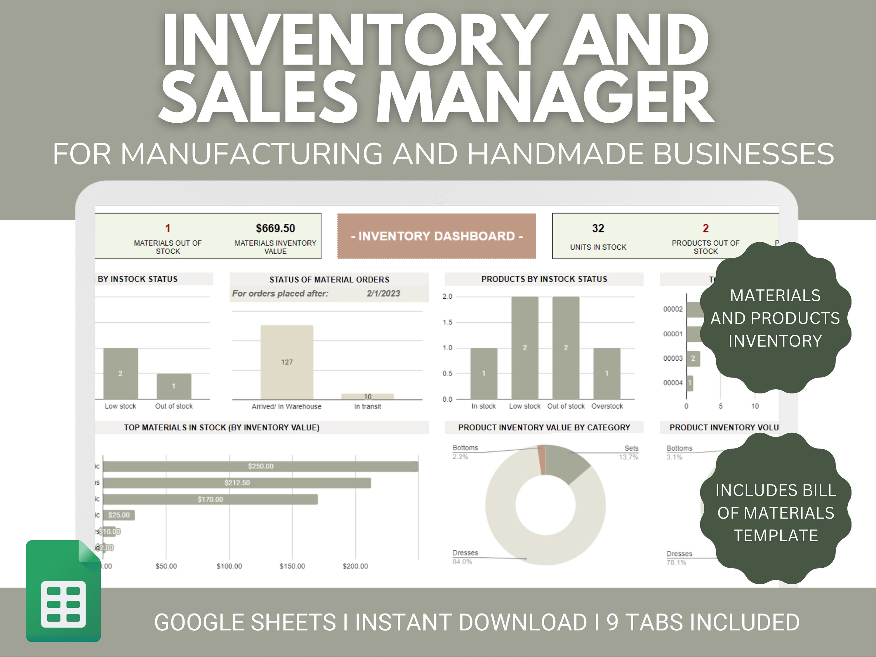 Inventory Tracker Spreadsheet | Inventory and Sales Tracker for ...