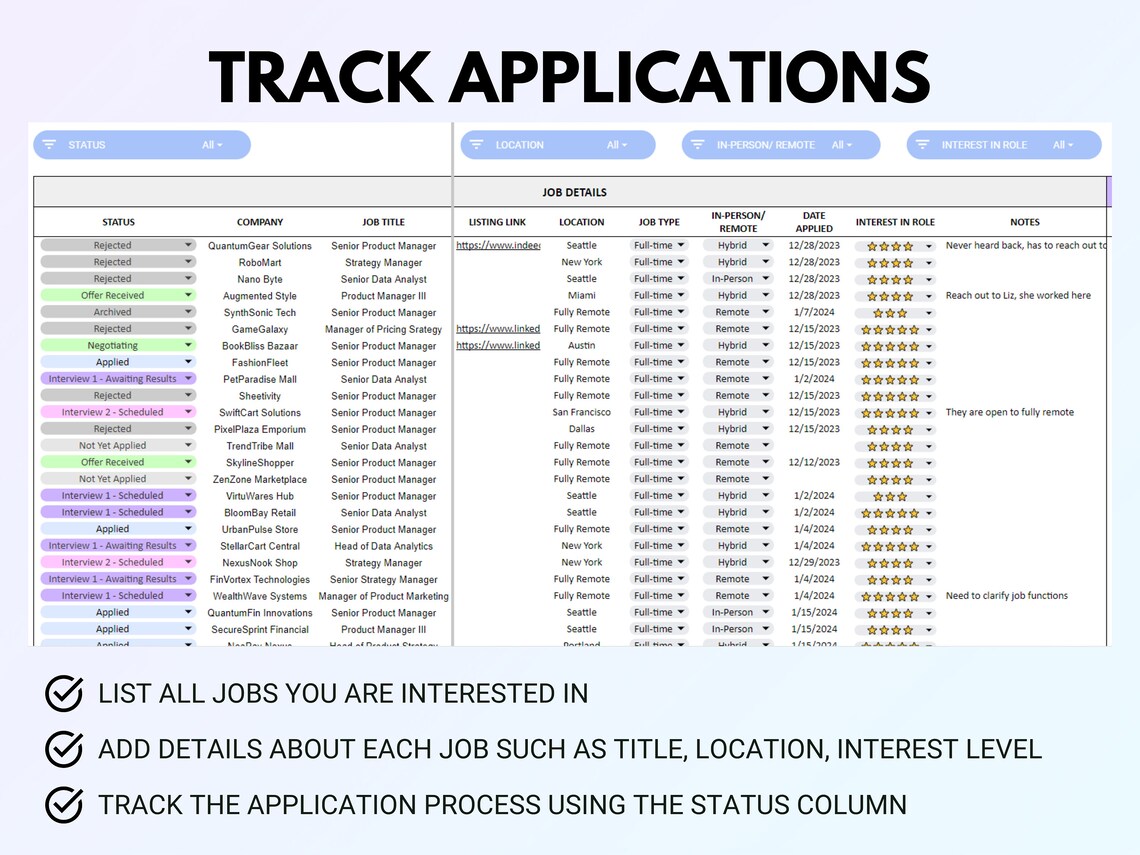 Job Application Tracker | Job Search Template | Job Search Tracker ...