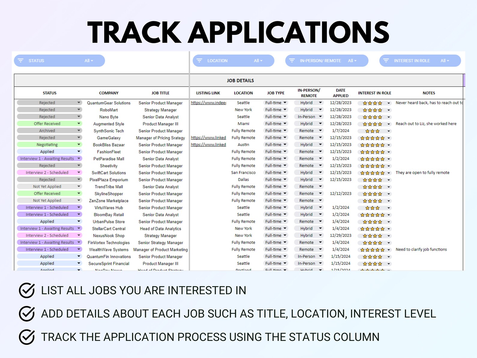 Job Application Tracker | Job Search Template | Job Search Tracker ...