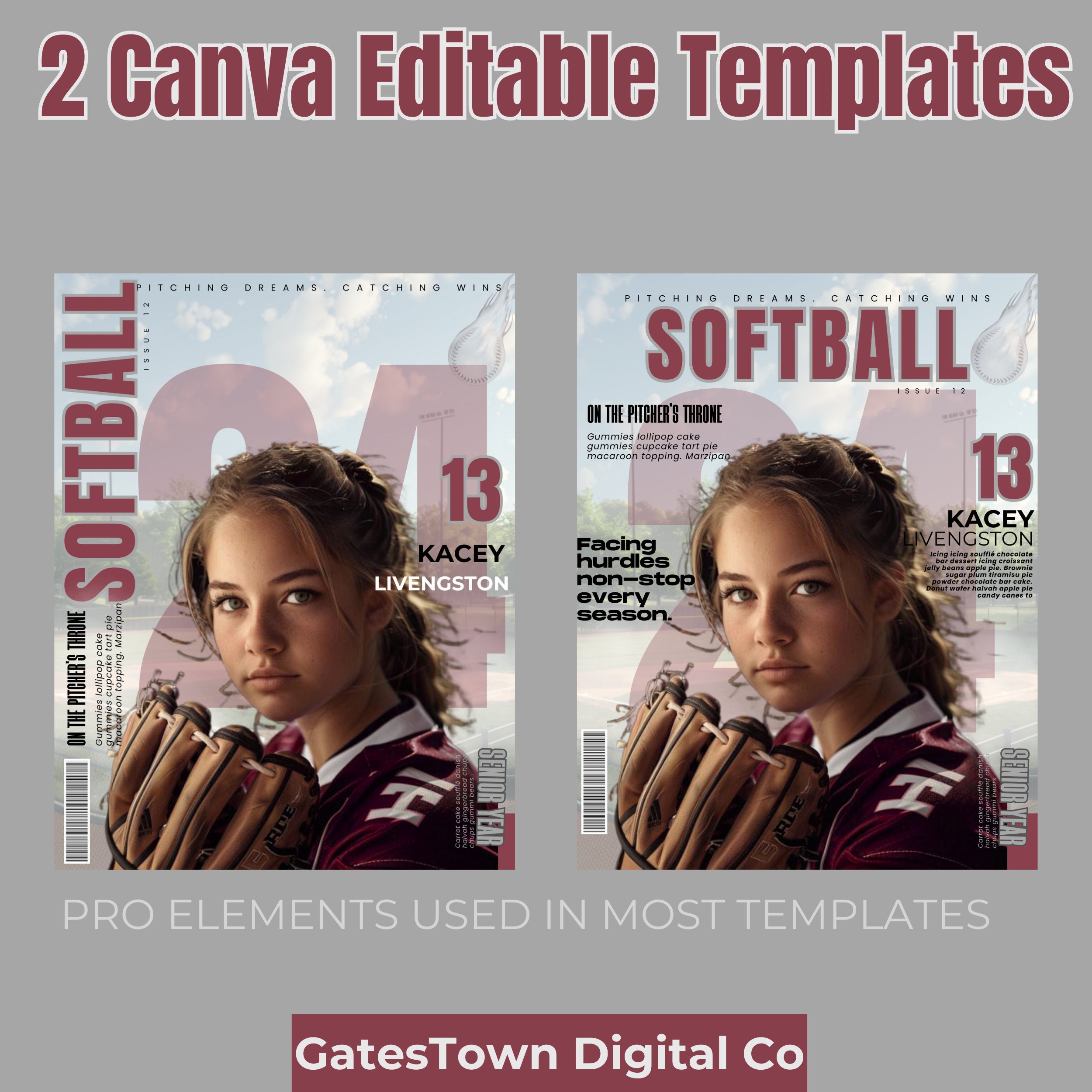 Customizable Softball Magazine Cover Digital Download, Personalized ...