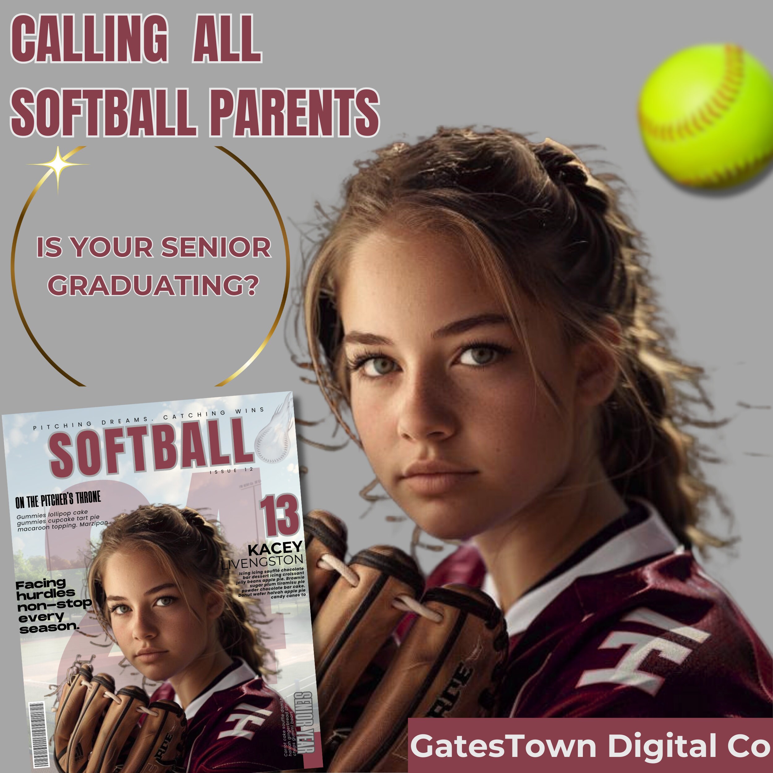 Customizable Softball Magazine Cover Digital Download, Personalized ...