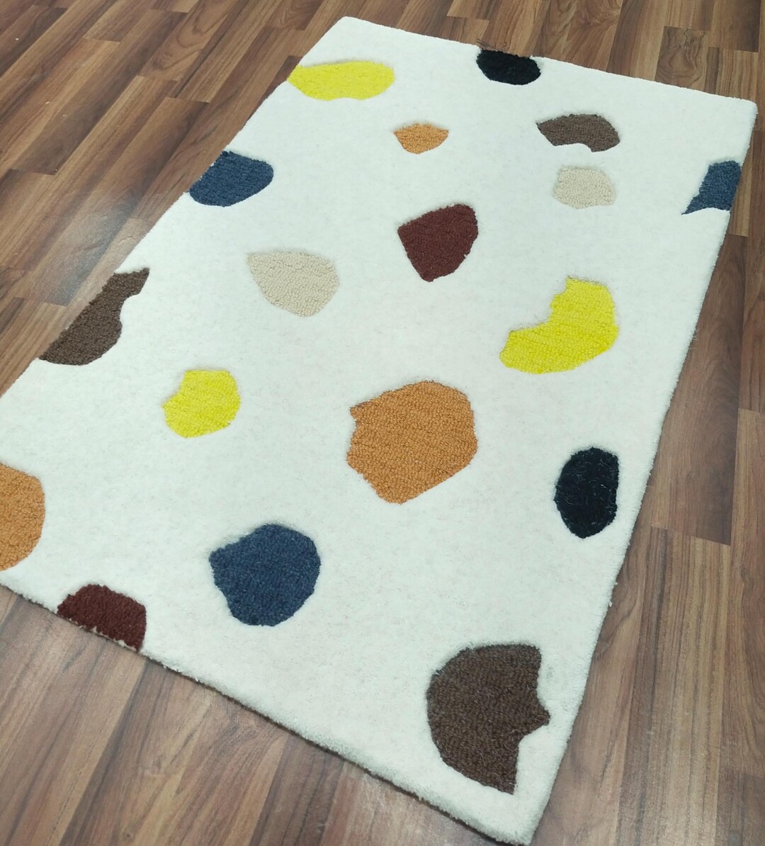 Handmade Wool Pebbles Rug: Colorful Modern Cut & Loop Design - Etsy